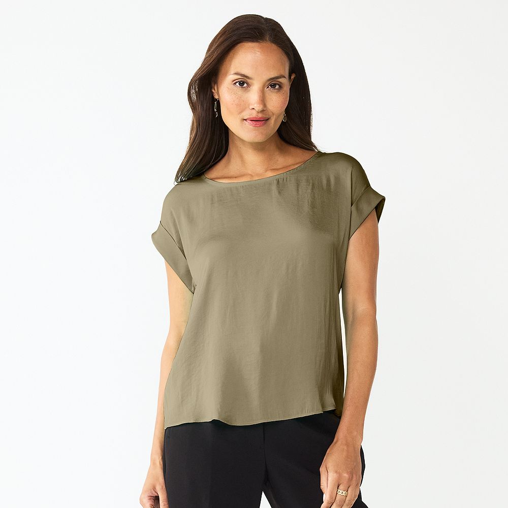 Women's Nine West Roll Cuff Woven Tee