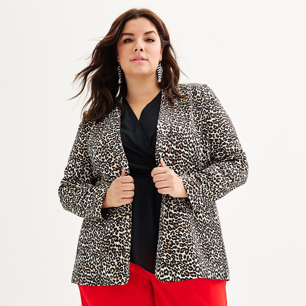 Plus Size INTEMPO Printed Boyfriend Blazer