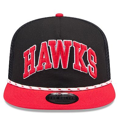 Men's New Era Black/Red Atlanta Hawks Throwback Team Arch Golfer ...