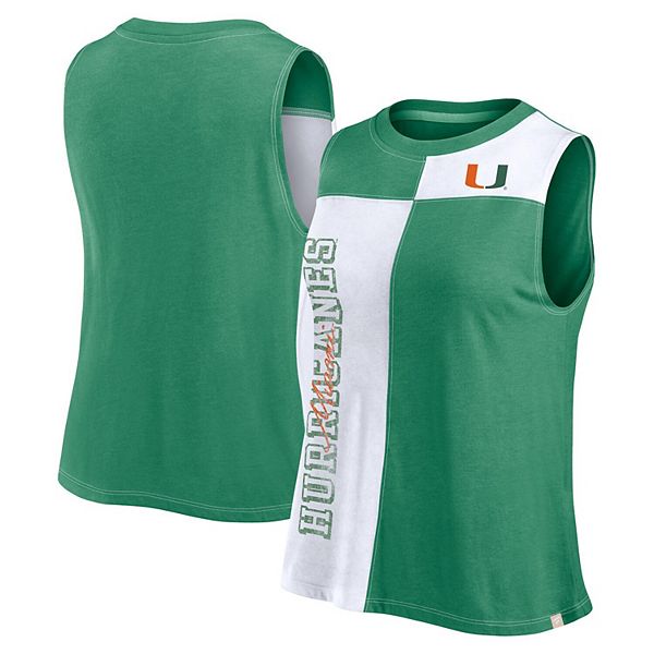 Women's Fanatics Branded Green/White Miami Hurricanes Colorblock High ...