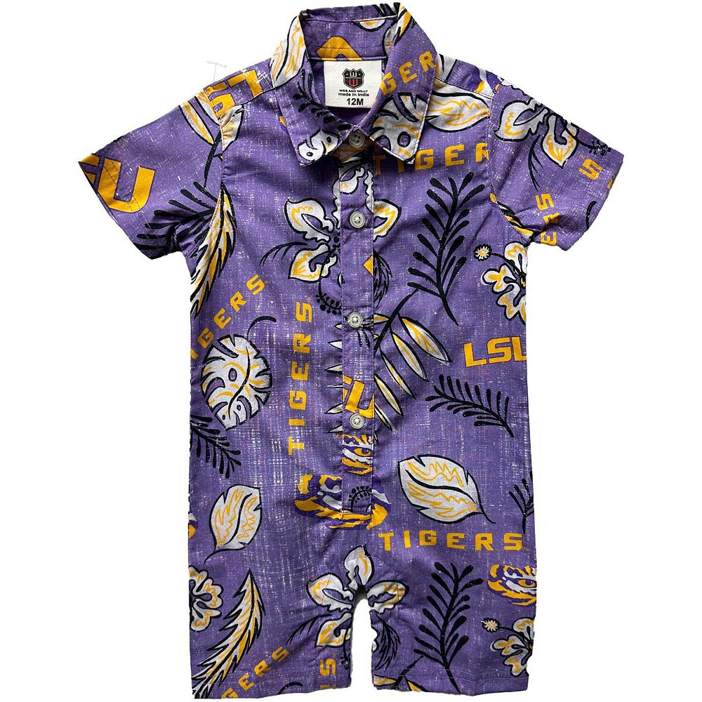 Infant Wes & Willy Purple LSU Tigers Vintage Floral Romper