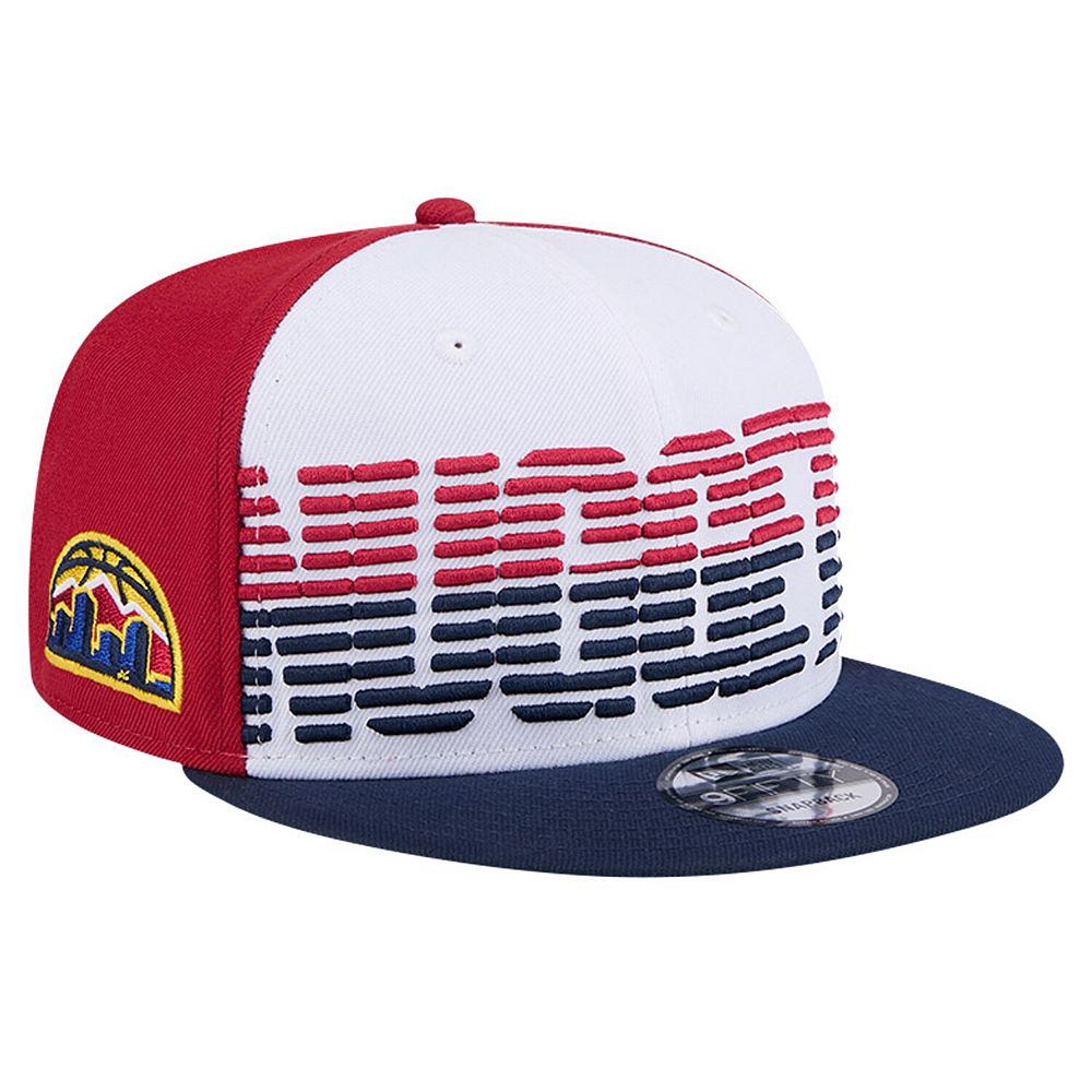 Men's New Era White/Navy Denver Nuggets Throwback Gradient Tech Font ...