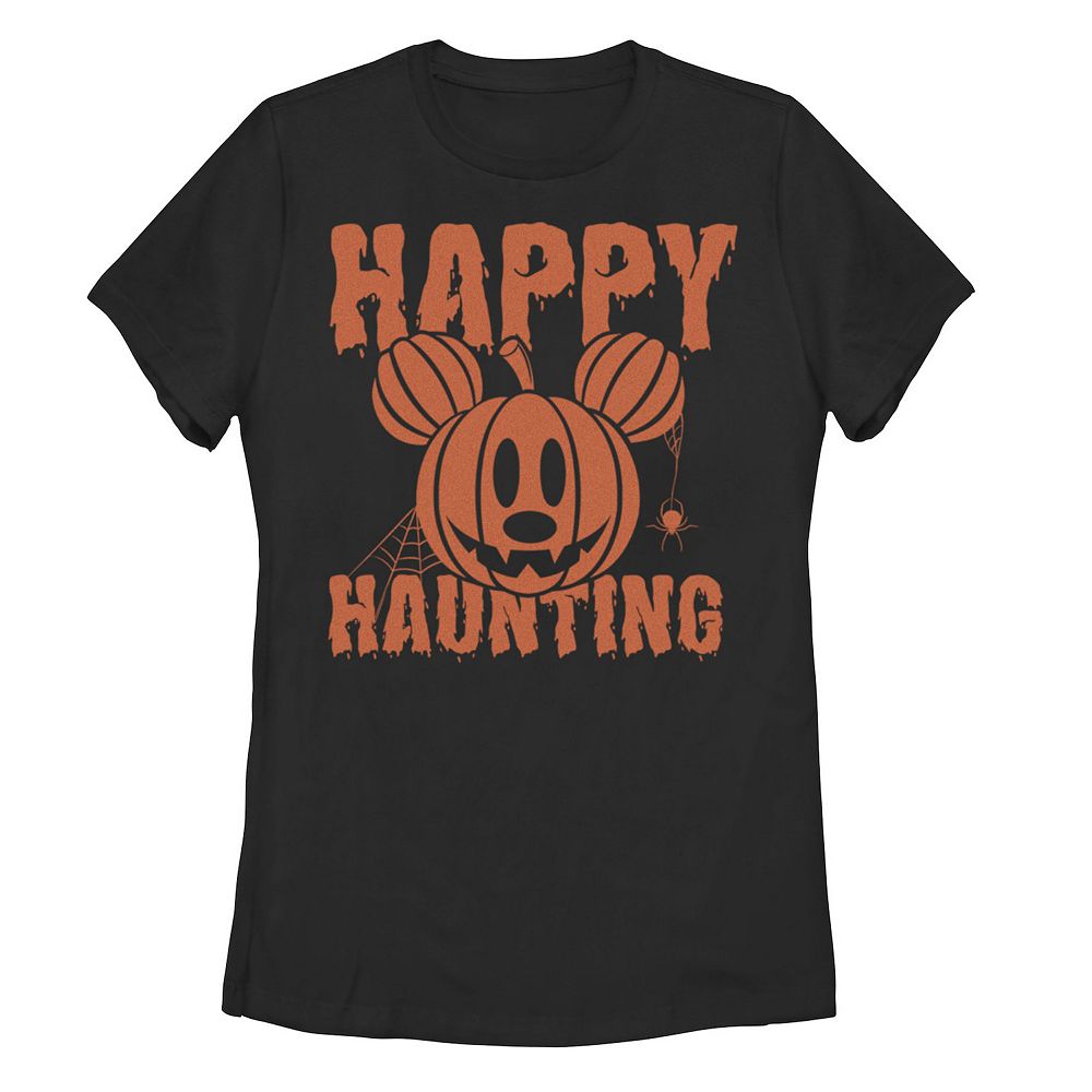 Disney's Mickey Mouse Juniors' Pumpkin Head Happy Haunting Graphic Tee