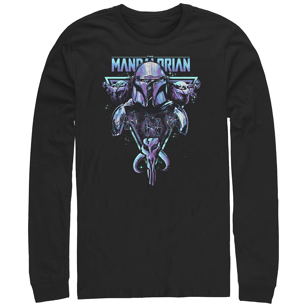 Men's The Mandalorian Grogu Watching Over Mando Graphic Tee