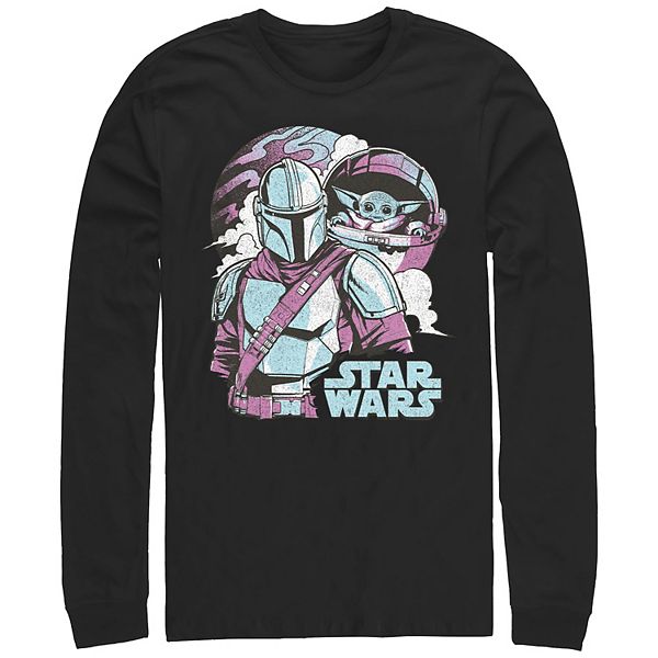 Men's The Mandalorian Mando And Grogu Pop Colors Cover Graphic Tee