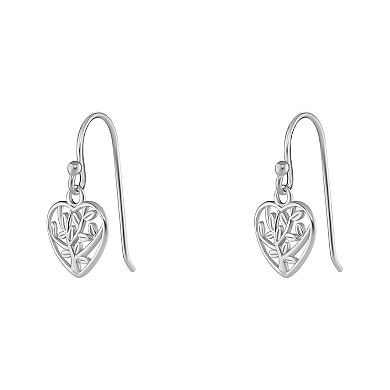 PRIMROSE Sterling Silver Filigree Tree Heart Drop Earrings