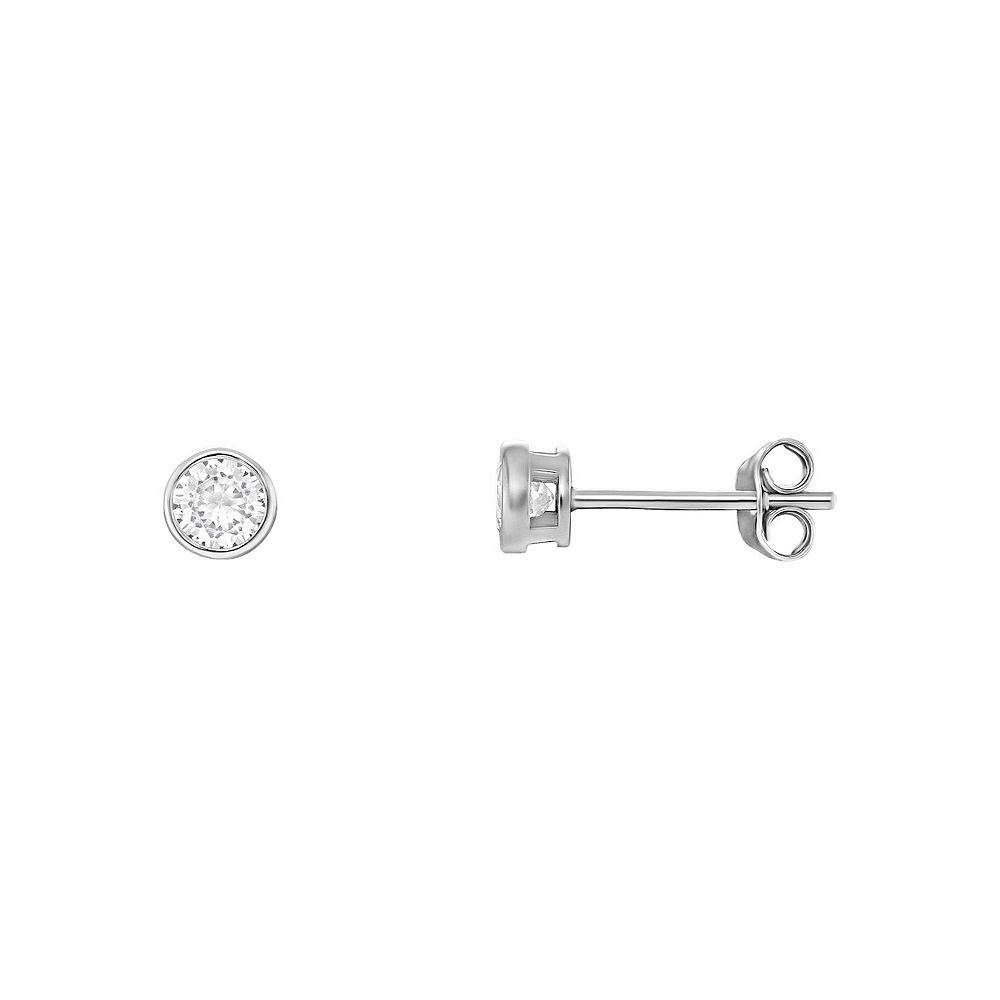 PRIMROSE Sterling Silver Cubic Zirconia 5 mm Round Stud Earrings