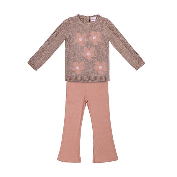 Toddler Girl Little Lass 2-piece Flower Sweater & Flare Leggings Set