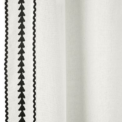 Lush Decor Olivia Ric Rac Embroidery Border Single Window Curtain Panel