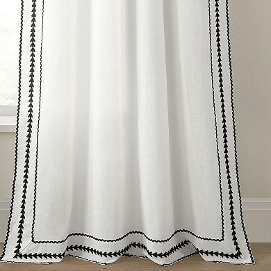 Lush Decor Olivia Ric Rac Embroidery Border Single Window Curtain Panel