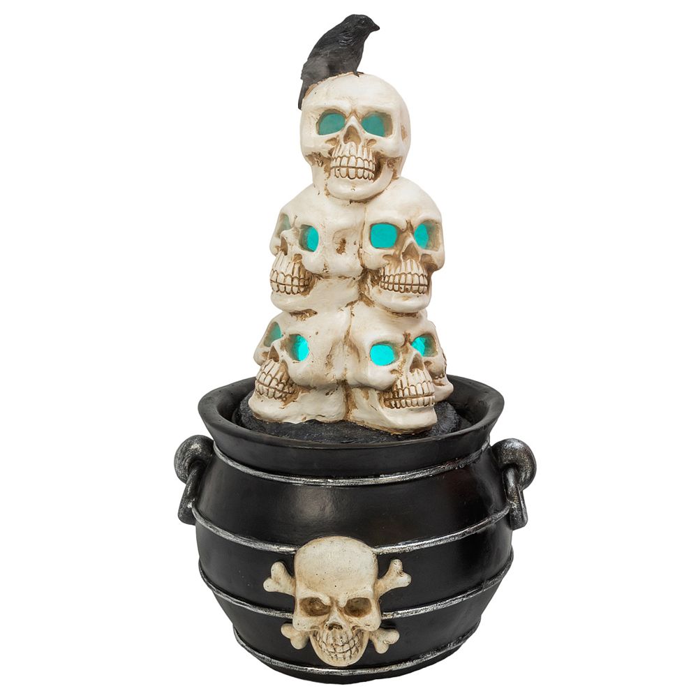 Electric Smoking Halloween Cauldron with Skull Table Decor