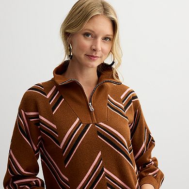 Women's Nine West Patterned Quarter Zip Sweater