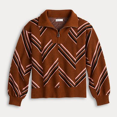 Women's Nine West Patterned Quarter Zip Sweater