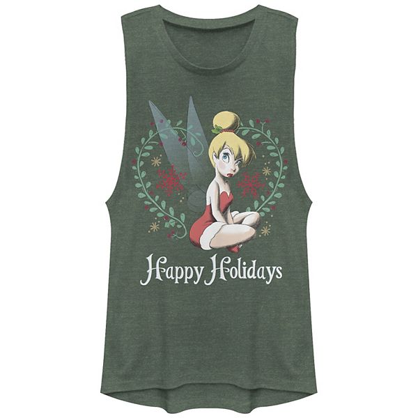 Disney's Tinker Bell Happy Holidays Heart Wreath Juniors' Graphic ...