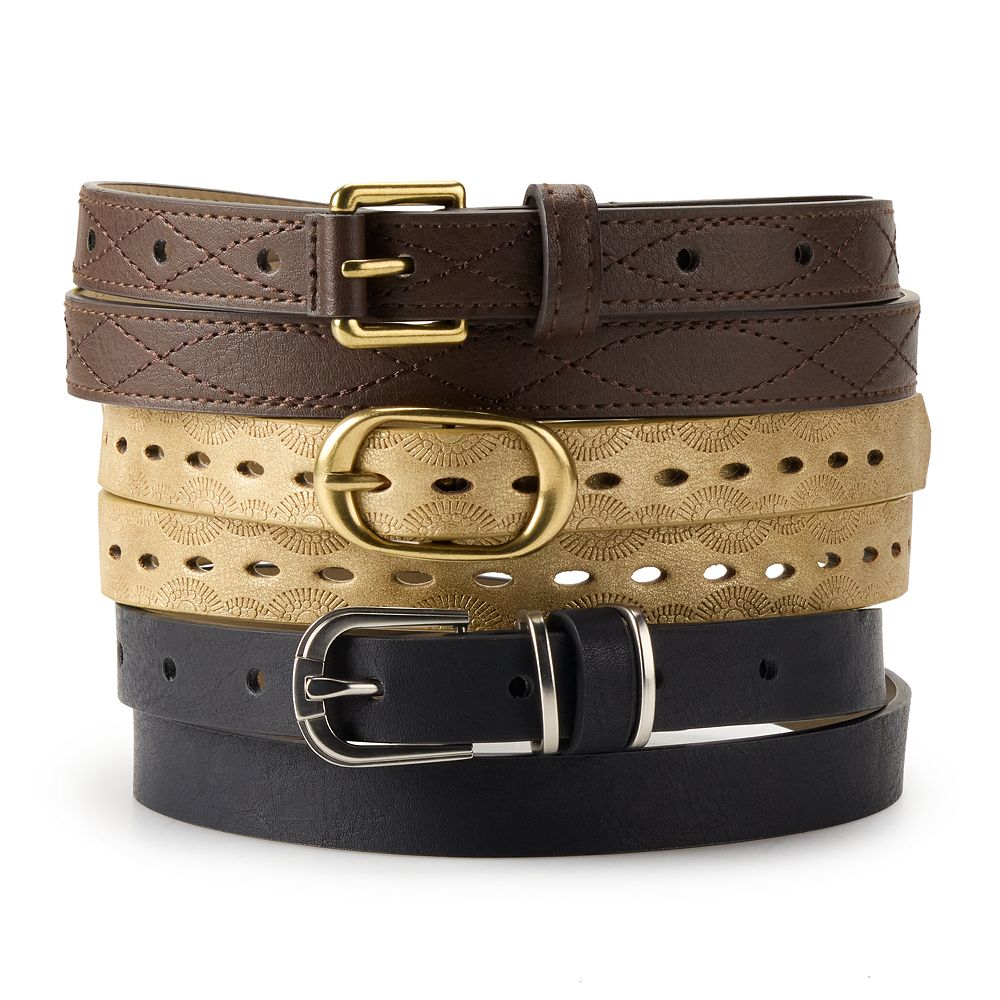 Women's Sonoma Goods For Life® Metallic 3-Belt Set
