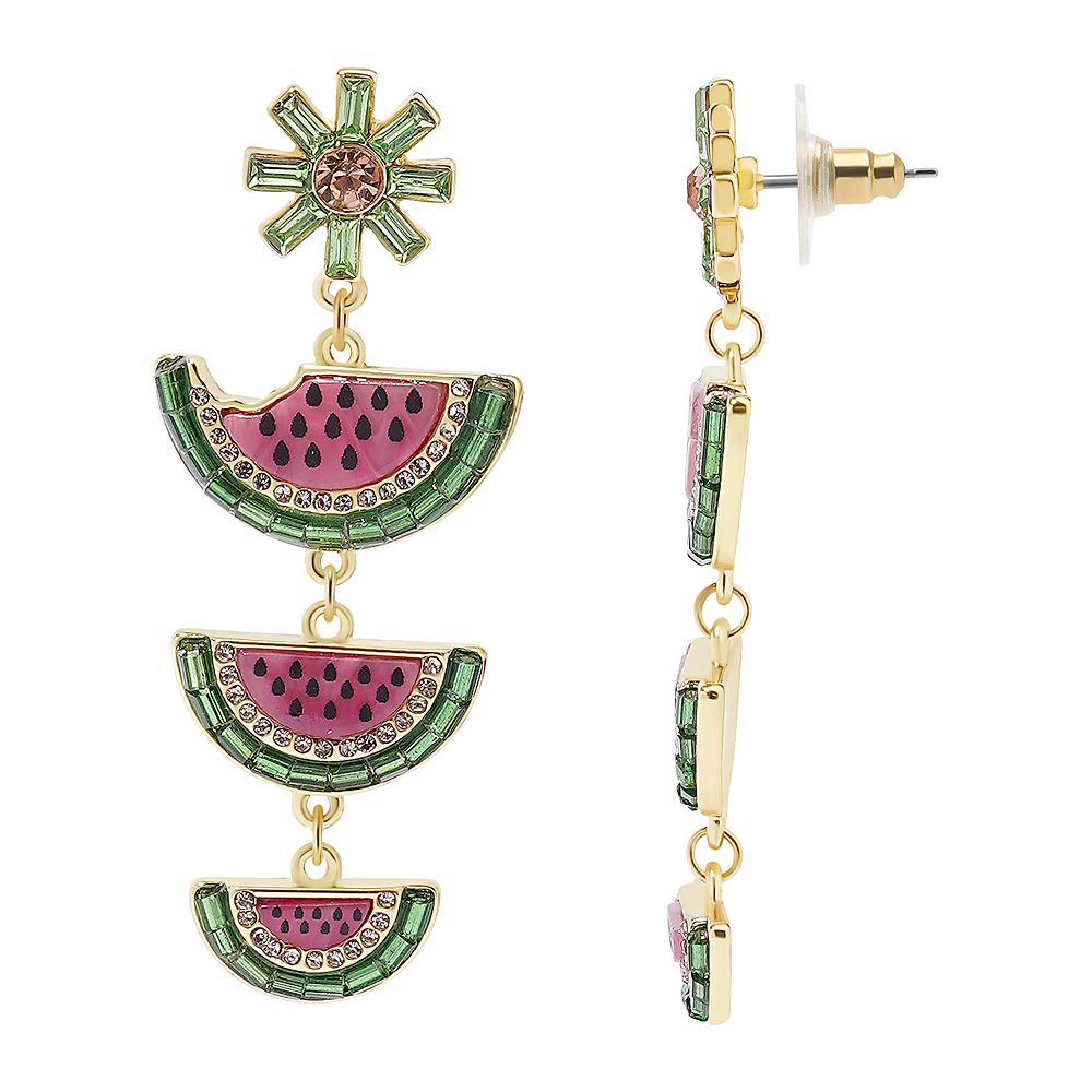 Celebrate Together Gold Tone Watermelon Bite Statement Earrings