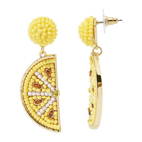 Celebrate Together Gold Tone Seed Bead Lemon Wedge Top Post Earrings