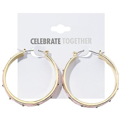 Celebrate Together Gold Tone Palm Tree Hoop Statement Earrings