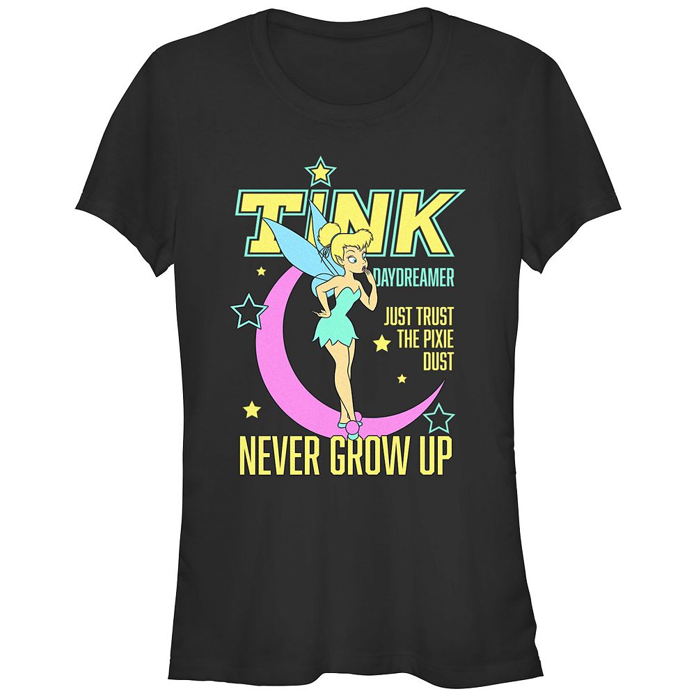 Disney's Tinker Bell Juniors' Daydreamer Cover Neon Colors Graphic Tee