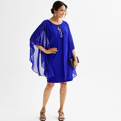 Women's Connected Apparel Chiffon Overlay Dress