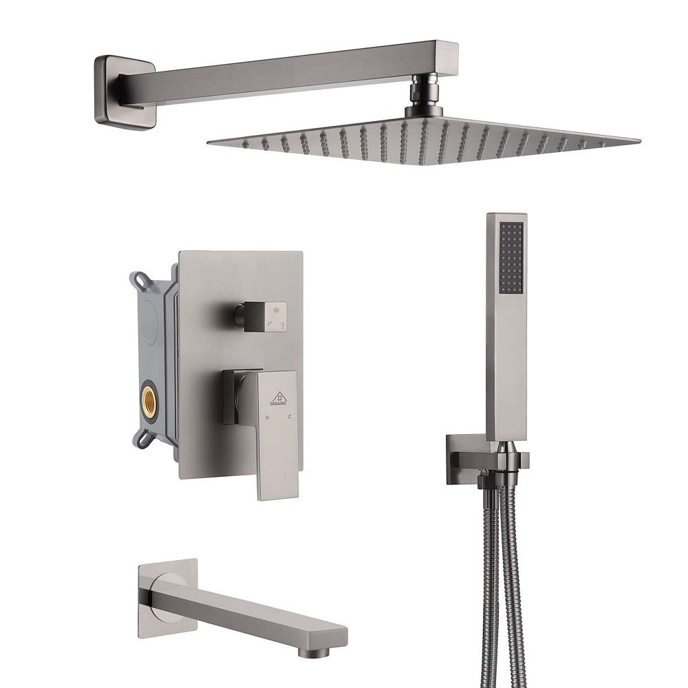 10" Luxury Dual Rainfall Shower System Kit With Bathtub Spout
