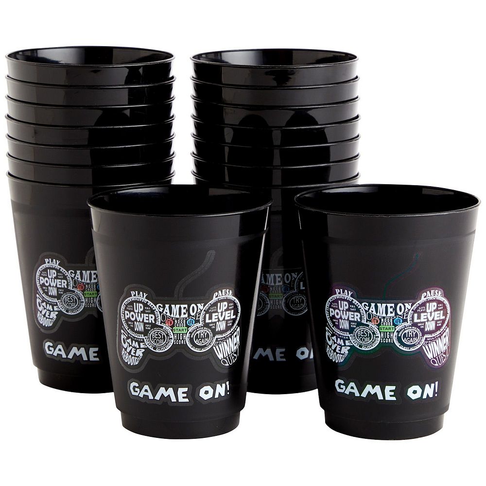 16 Pack Video Game Cups For Kids Gaming Birthday Party Supplies, 16 Oz