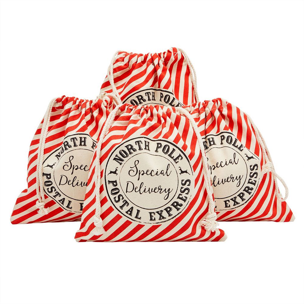 4 Pack Canvas Christmas Drawstring Gift Bags For Holiday Party Favors ...