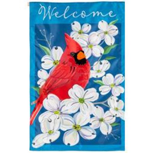 Dogwood Cardinal Spring "Welcome" Garden Flag