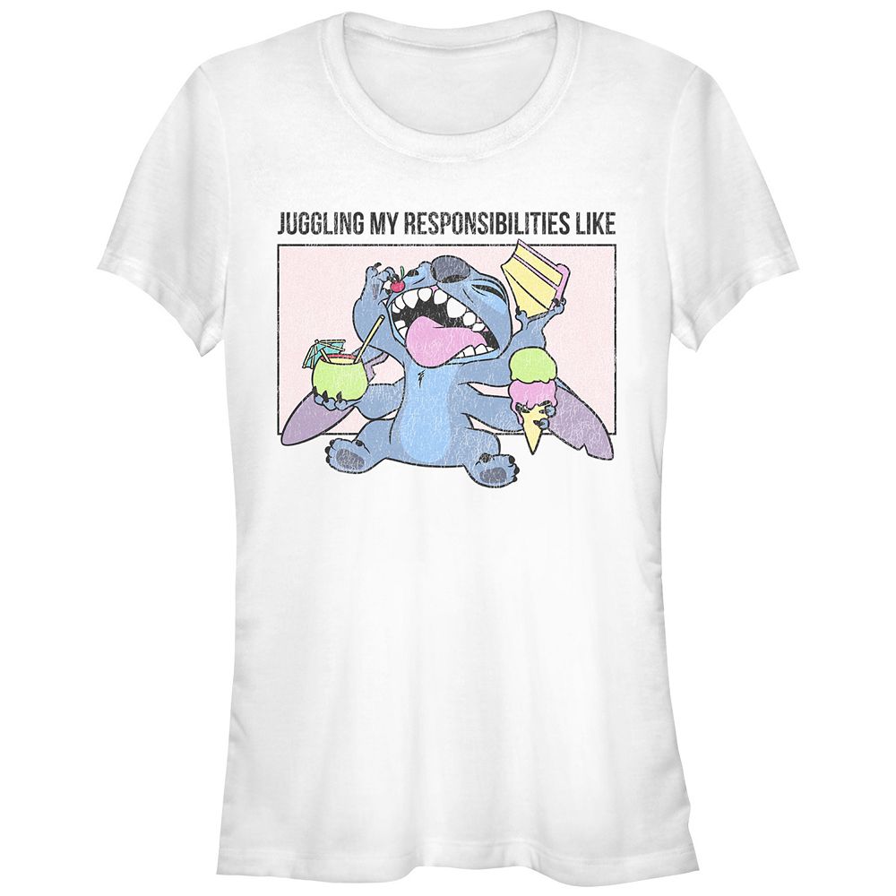 Disney's Lilo & Stitch Responsibilities Juggler Stitch Juniors' Graphic Tee