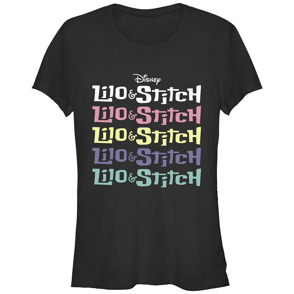 Disney's Lilo & Stitch Stack Title Logo Juniors' Graphic Tee