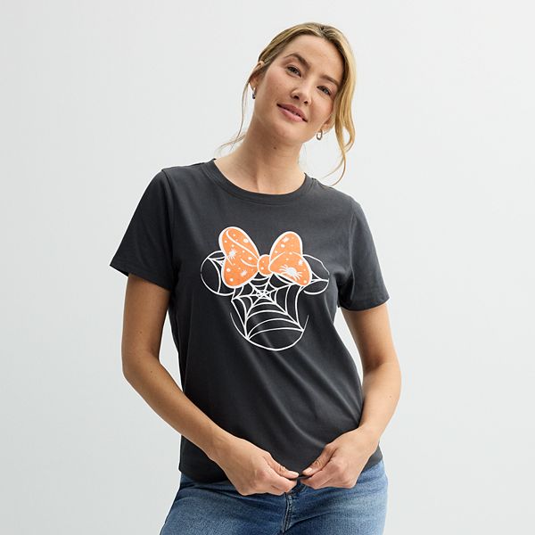 Disney's Minnie Mouse Spider Web And Spider Ears Women's Graphic Tee