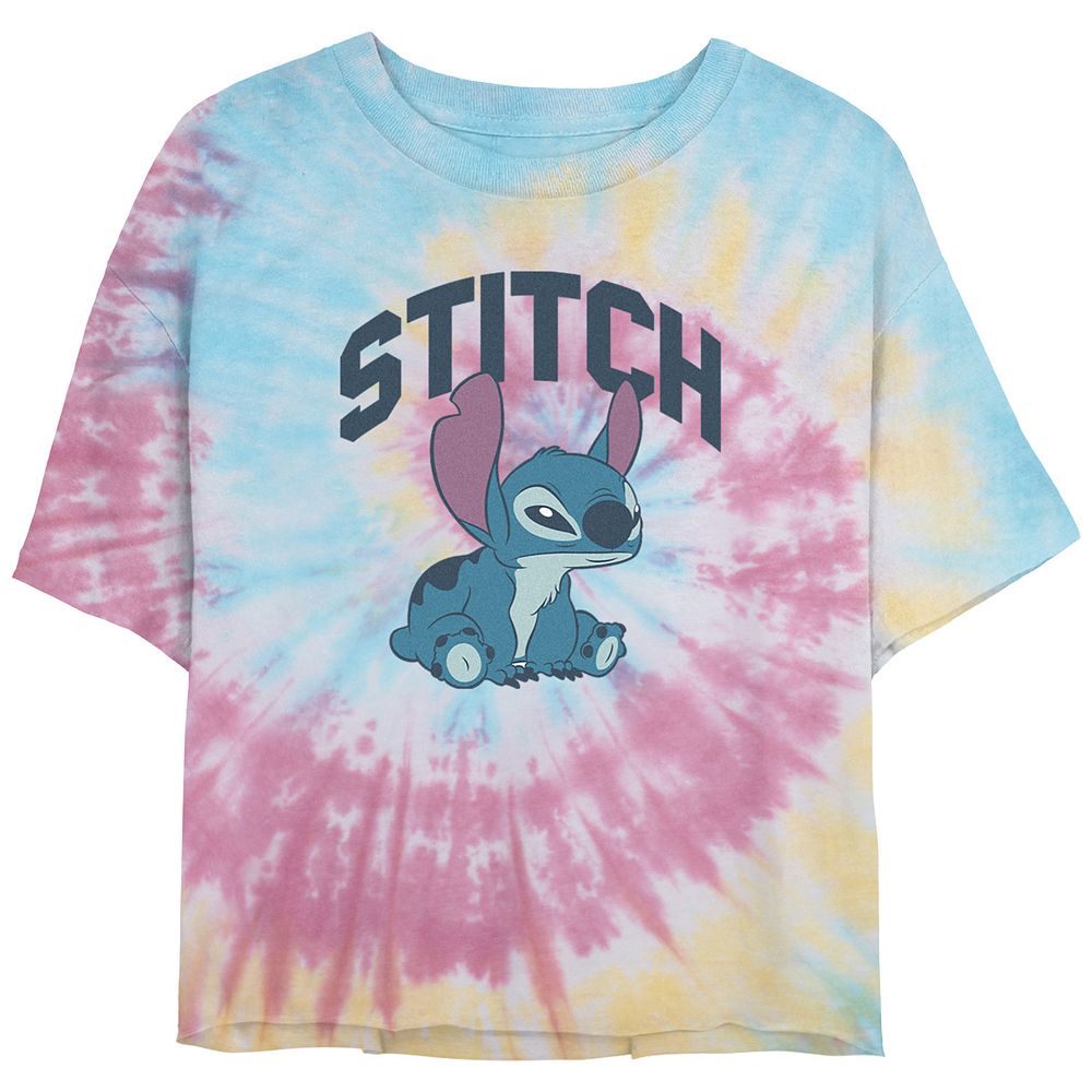 Disney's Lilo & Stitch Angry Looking Stitch Crop Top Tie Dye Juniors ...