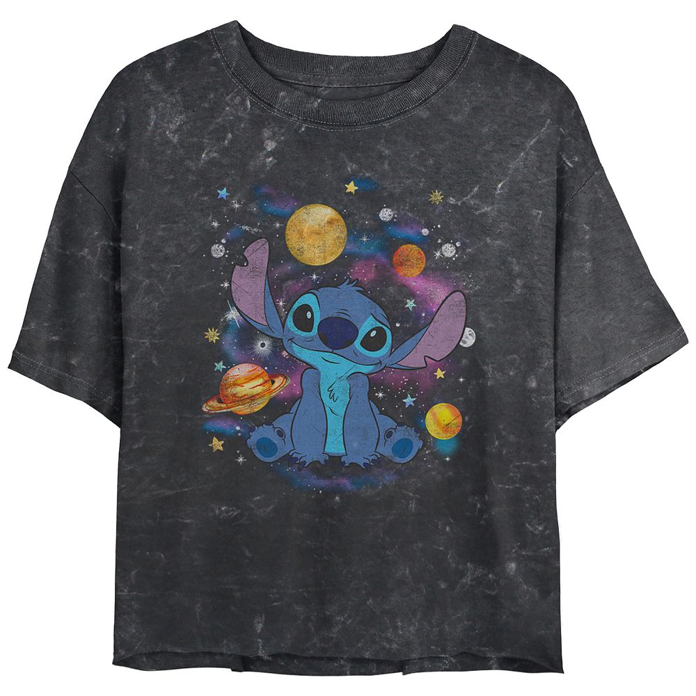 Disney's Lilo & Stitch Cute Space Stitch Crop Top Mineral Wash Juniors ...