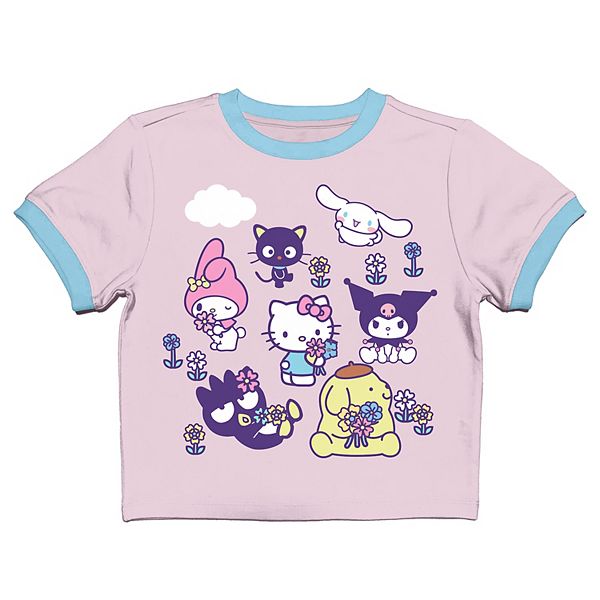 Juniors' Hello Kitty & Friends Smell the Flowers Baby Graphic Tee