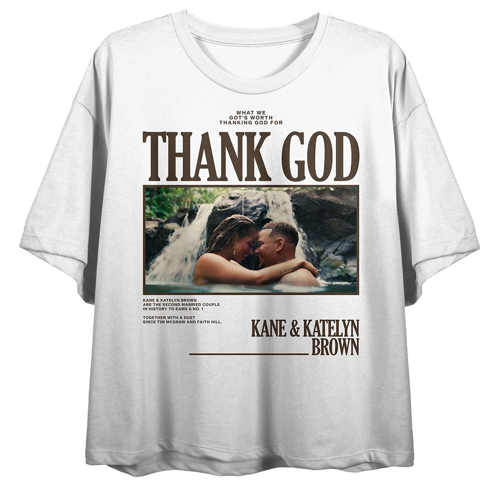 Juniors' Kane Brown Thank God Cropped Graphic Tee