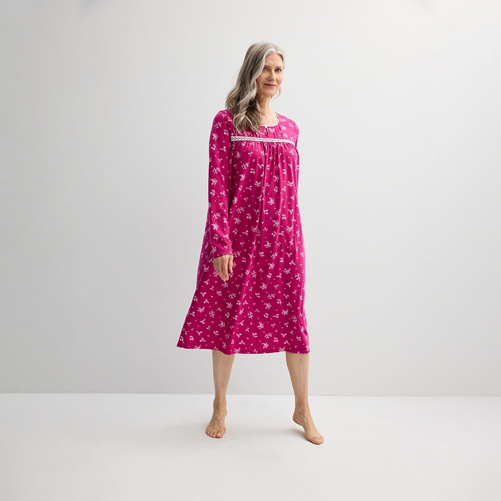 Petite Croft & Barrow® Key Knit Long Sleeve Nightgown