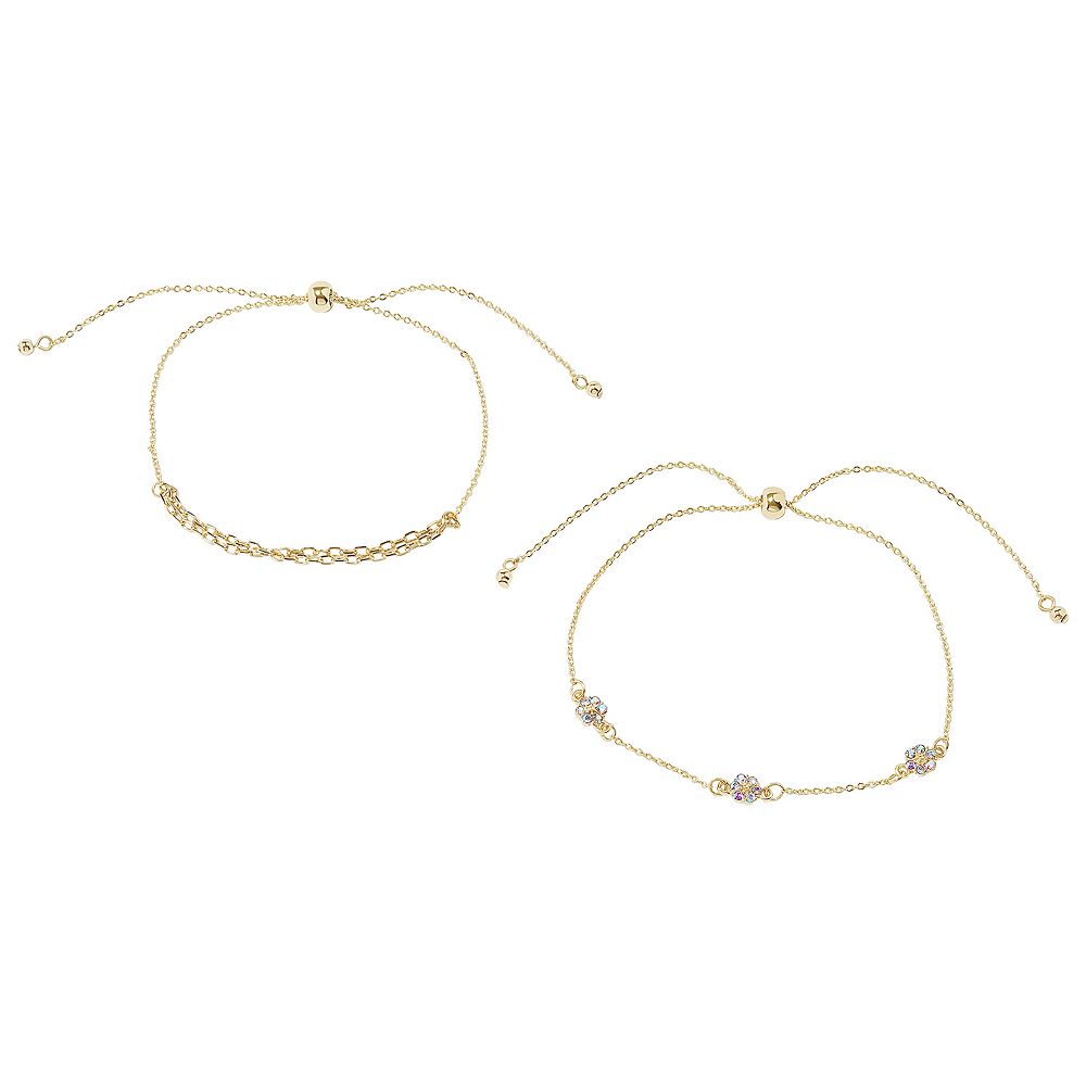 LC Lauren Conrad Flower Charms Bracelet 2-Piece Set