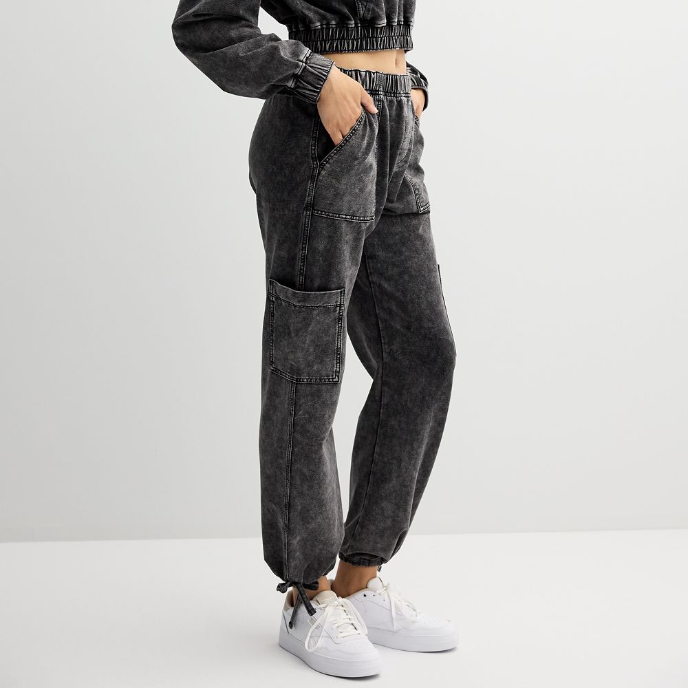 Juniors' Vanilla Star Drawstring Hem Cargo Pants