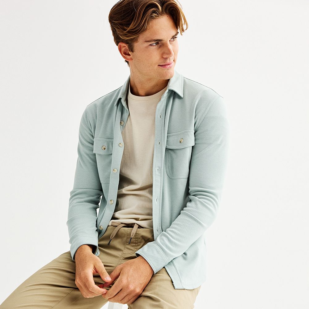 Men's Sonoma Goods For Life® Long Sleeve Supersoft Knit Button-Up Shirt