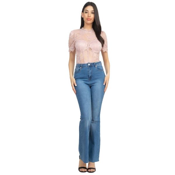 Floral Lace Corset Keyhole Bodysuit