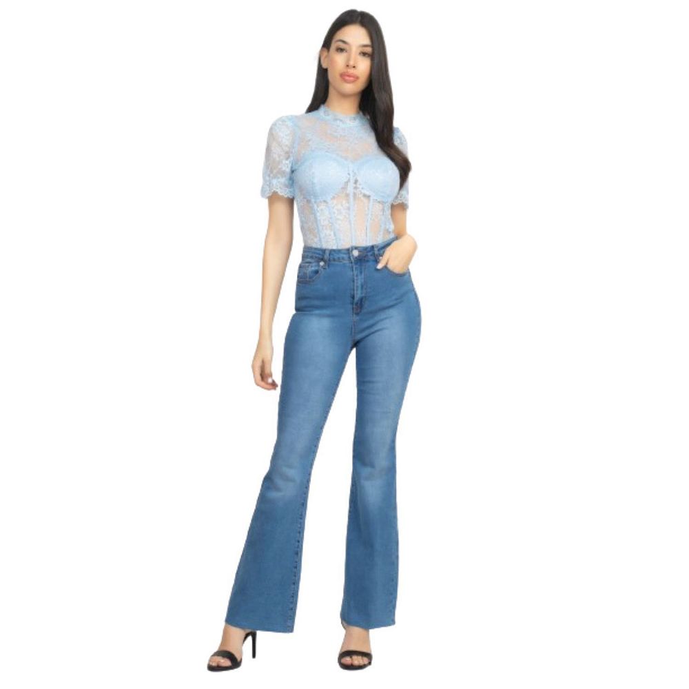 Floral Lace Corset Keyhole Bodysuit