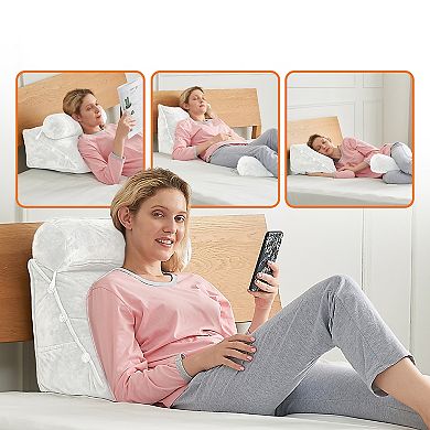 Cheer Collection Tv Reading And Wedge Pillow With Detachable Bolster