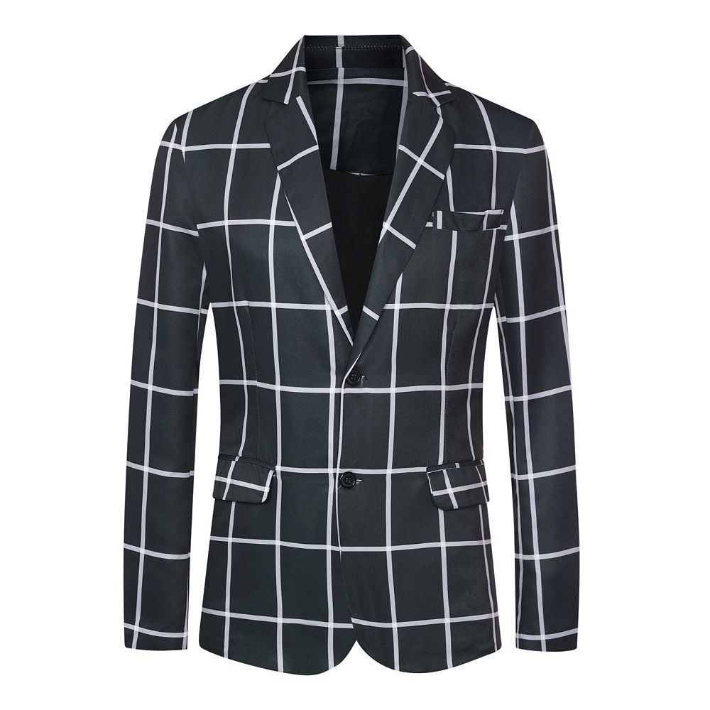 Plaid Blazers For Men's Contrasting Color Notch Lapel Two Button Sports ...