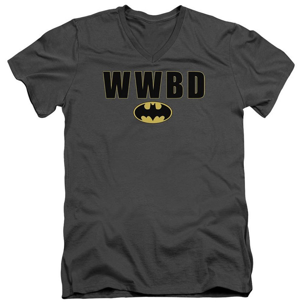 Batman WWBD Logo Short Sleeve Adult V Neck T-Shirt