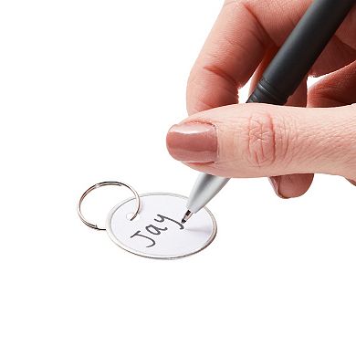 100 Pack Round Paper Key Tags With Metal Split Ring Label, 5 Colors, 1.2 In
