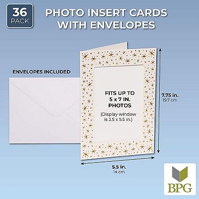 36 Pack 5x7" Photo Insert Paper Picture Frame Note Cards With Star ...