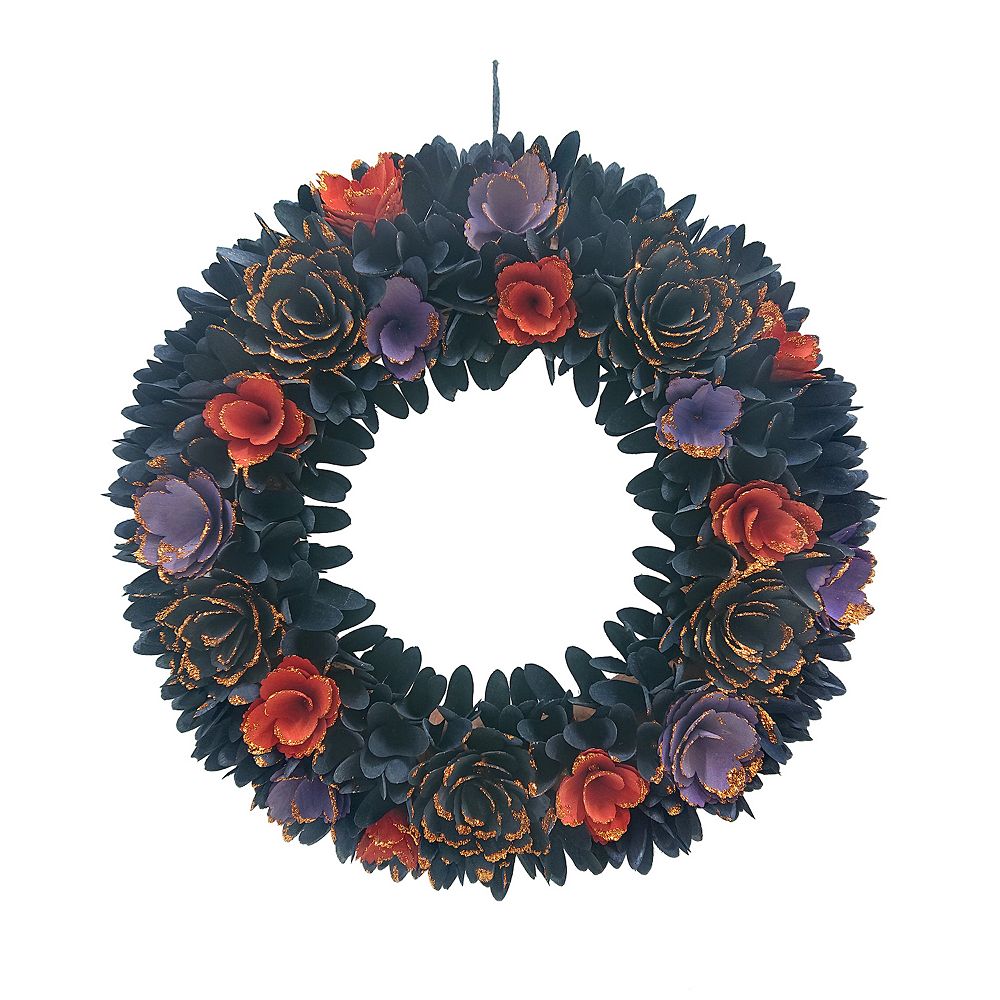 Celebrate Together™ Halloween Wood Curl Flowers Artificial Wreath