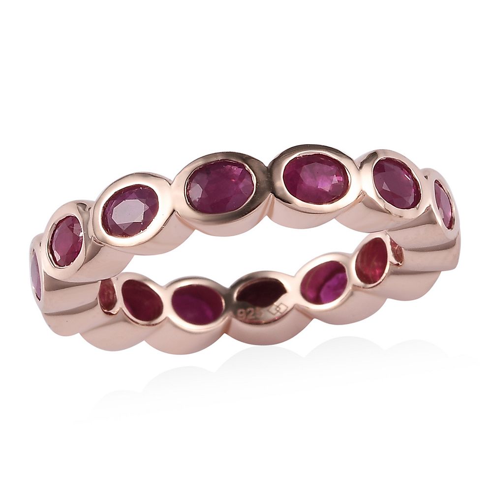 14k Rose Gold Over Silver Natural Ruby Eternity Ring
