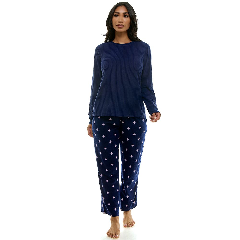 Women's Croft & Barrow® 2-pc. Ribbed Pajama Top & Pajama Pants Sleep Set
