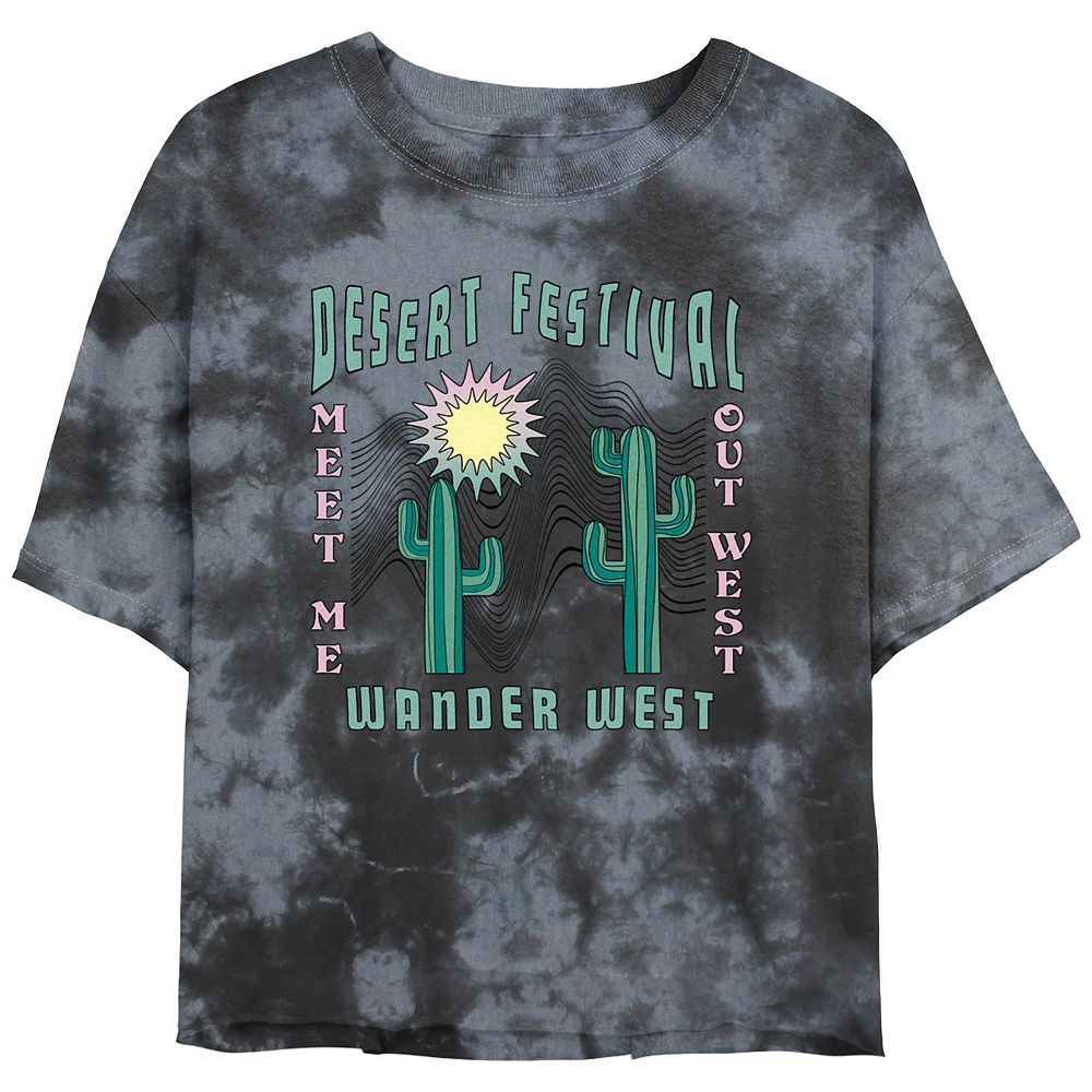 Juniors' Desert Festival Wander West Poster Cropped Graphic Tee